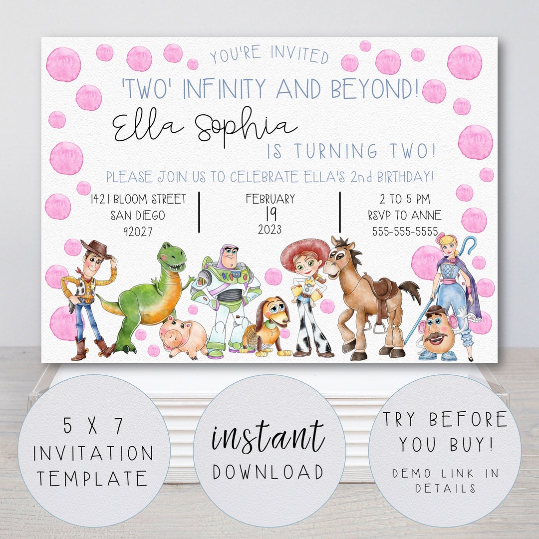 Two Infinity and Beyond Invitation Template. Easily CUSTOMIZABLE. 2nd ...