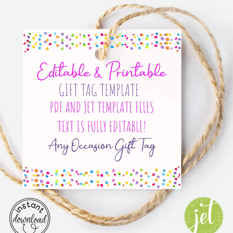 Editable Printable Confetti Tag Template. Fully Editable - Etsy