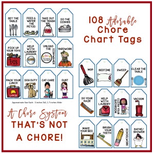 108 Chore Chart Tags, EDITBLE Tags Too. Jobs & Behavior Tags. Schedule ...