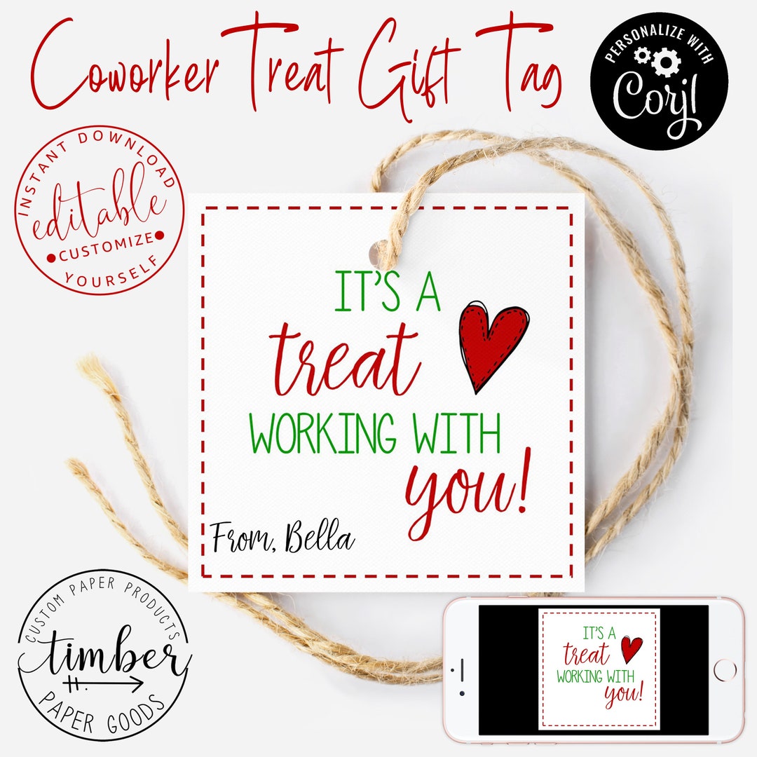 INSTANT DOWNLOAD Corjl Coworker Holiday Treat Tag | Employee ...
