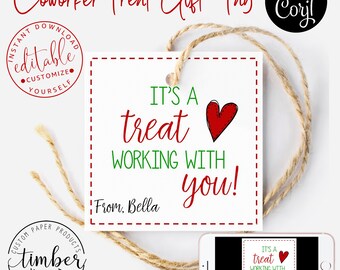 Coworker Staff Gift Tag.it's a Treat Working With You | Etsy