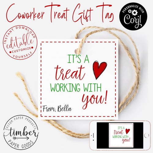 Coworker Staff Gift Tag.it's a Treat Working With You - Etsy