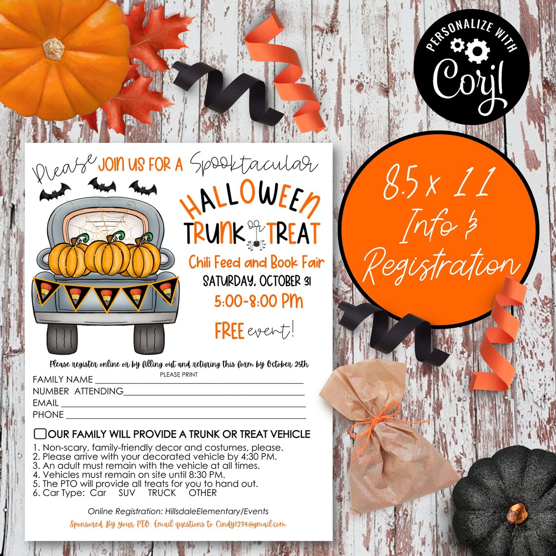 EDITABLE Trunk or Treat Flyer Invites and Registration - Etsy