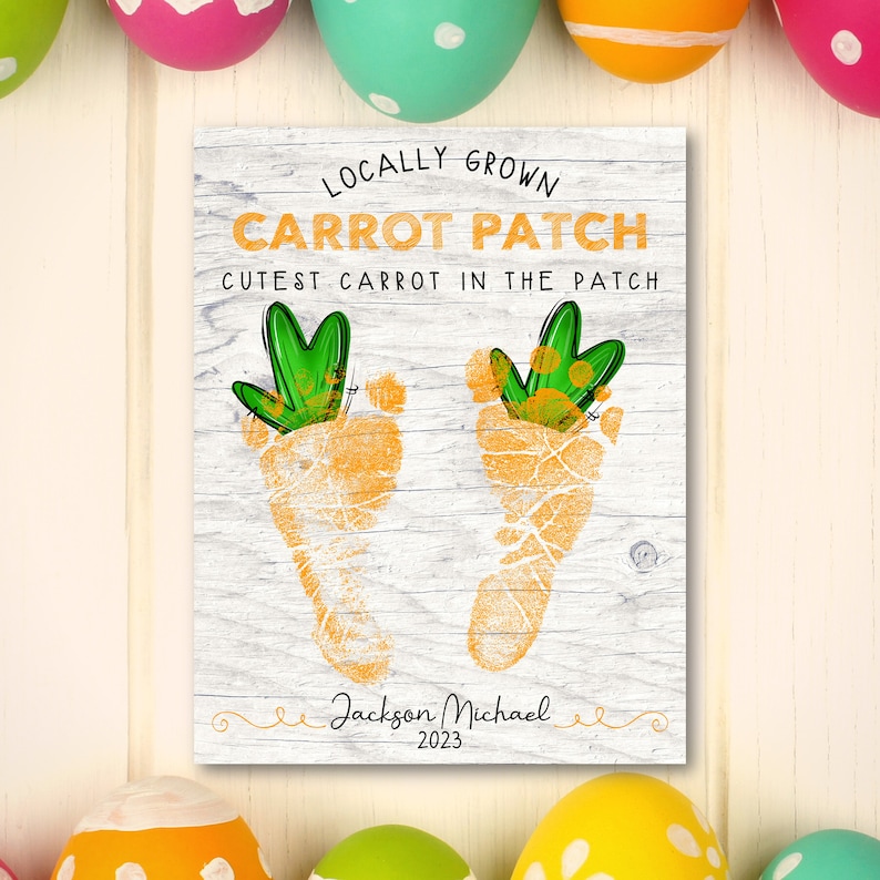 Farm Sign Carrot Patch Footprint Craft Easter Footprint - Etsy