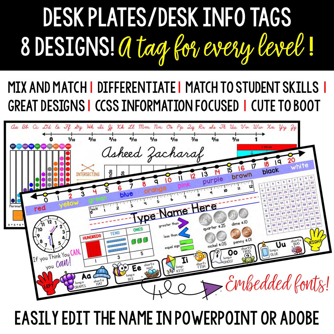 Name Tags for Student Desks | 8 Designs | Easy DIFFERENTIATION! | Desk ...