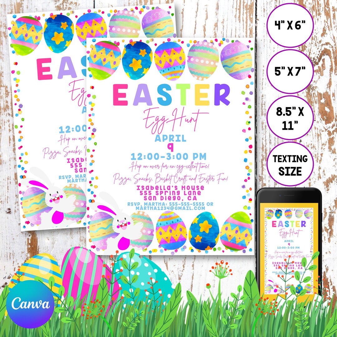 Easter Egg Hunt Invitation. Editable Easter Egg Hunt Invite. Easter ...