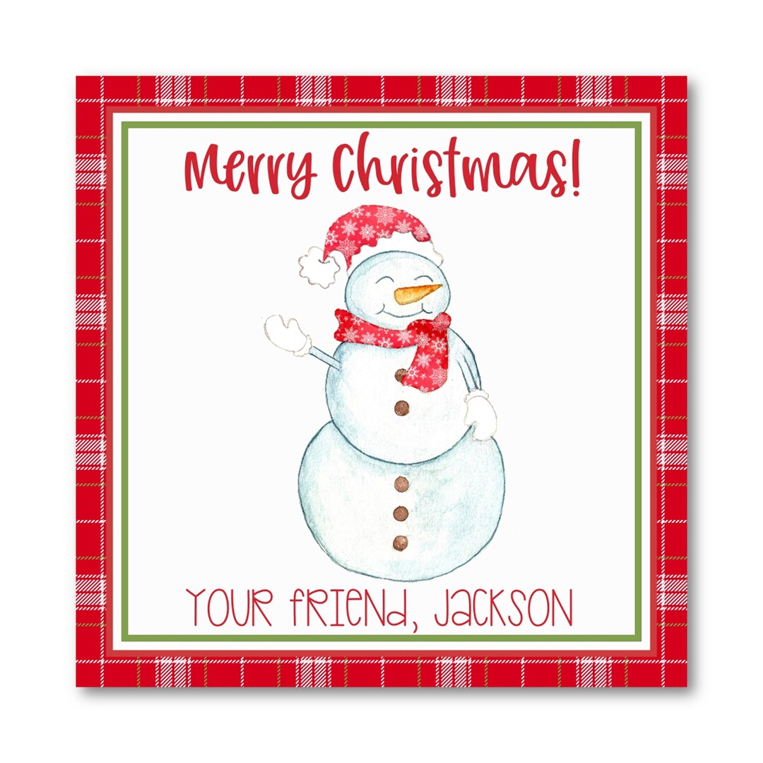 Printable, Editable Christmas Gift Tag. Plaid, Snowman Tag ...