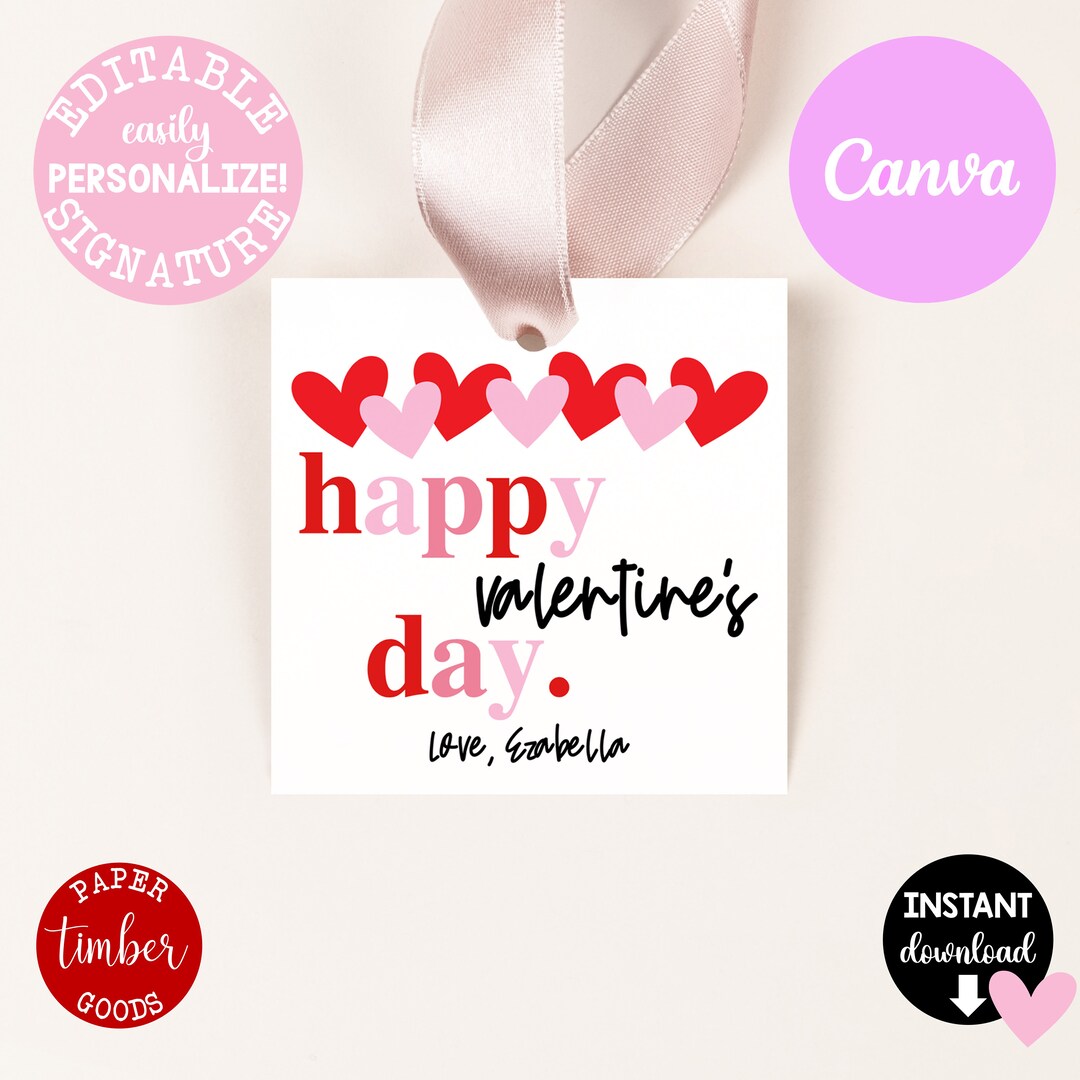 Printable, EDITABLE Signature Valentine's Day Tag! Valentine's Card ...