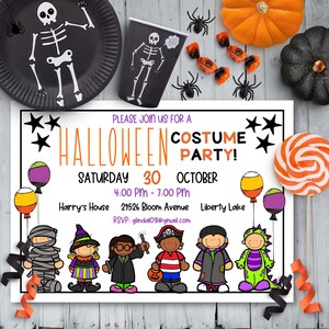 EDITABLE Halloween Costume Party Invitation. Kid Costume Party ...