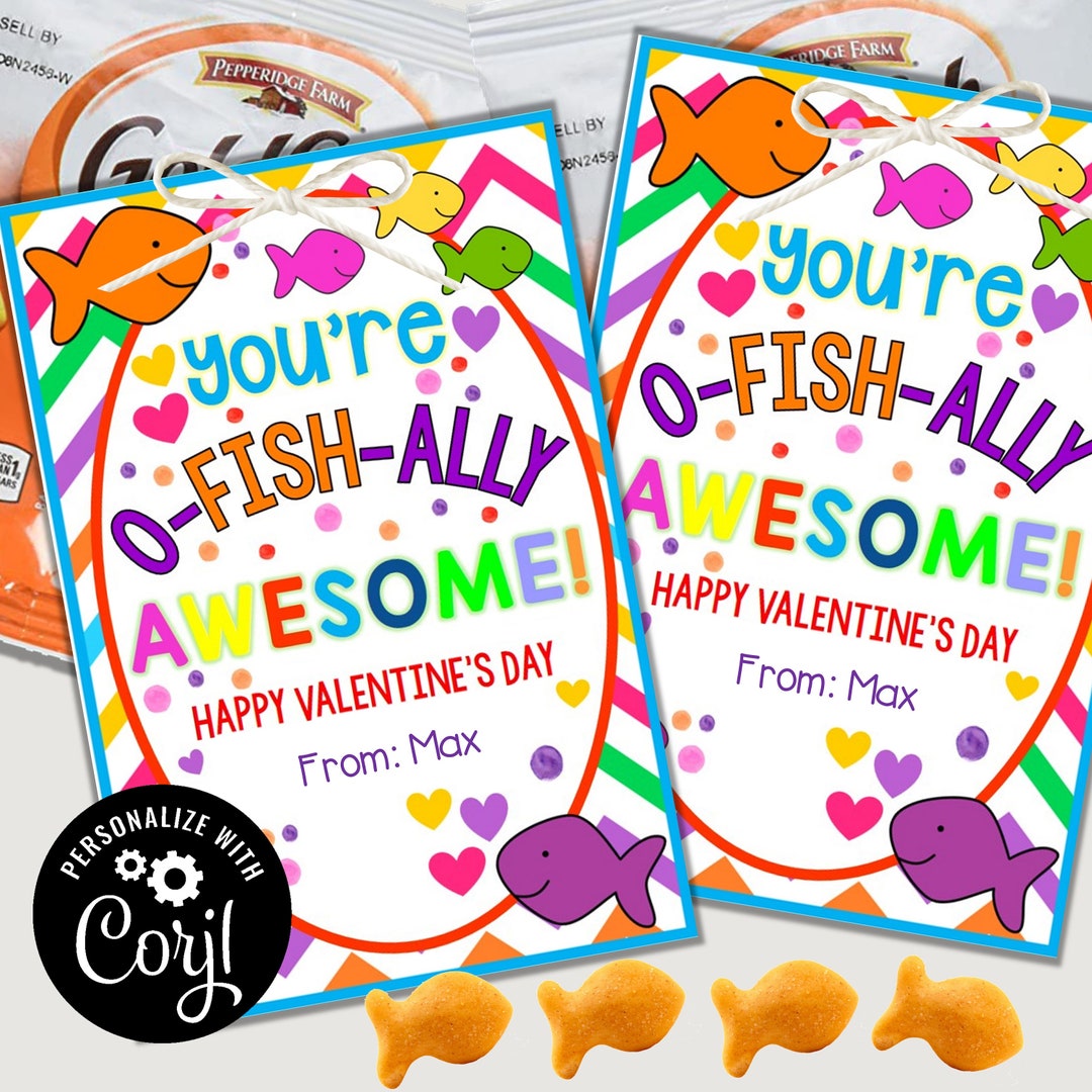 EDITABLE Goldfish Crackers Valentines, Printable, School Valentine ...