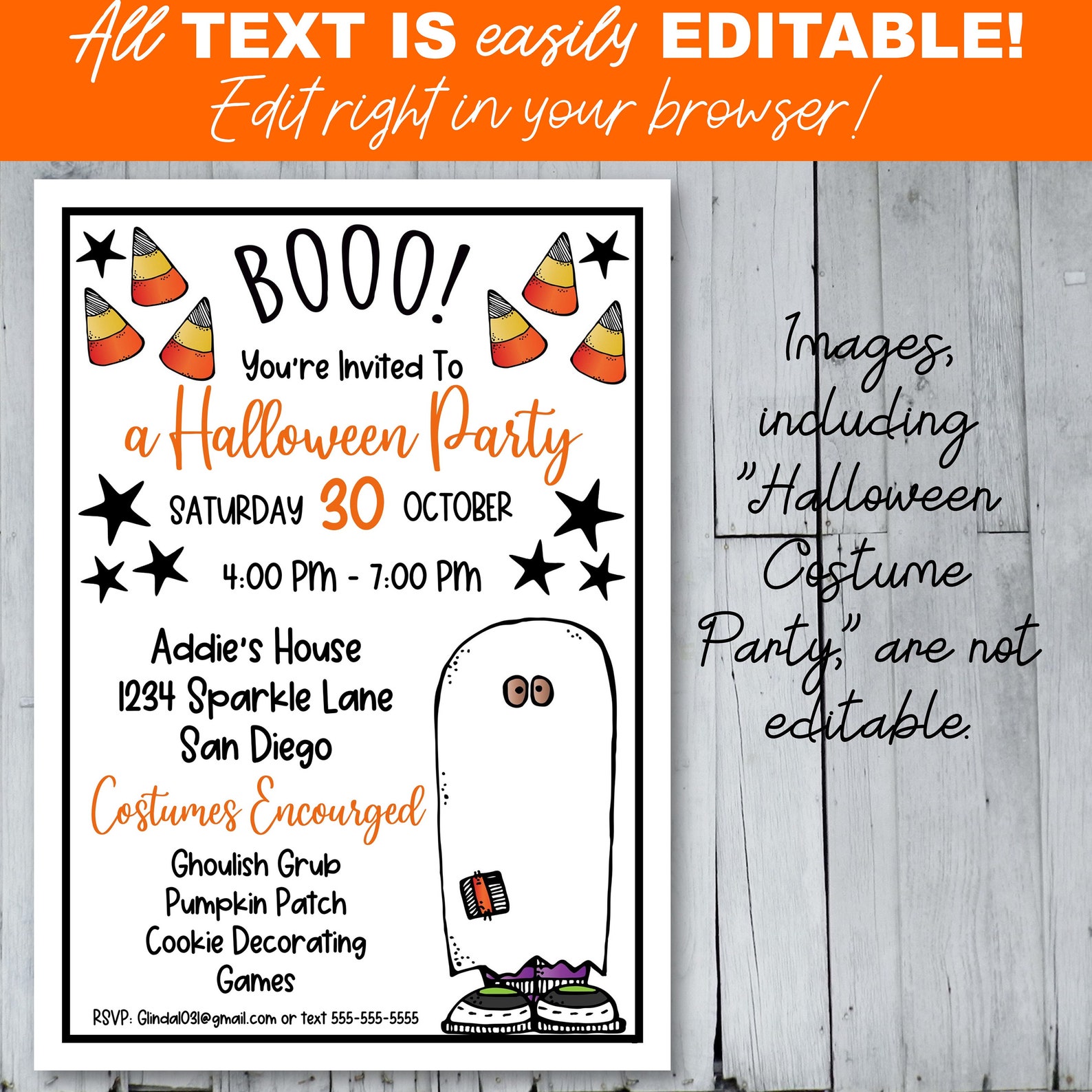 EDITABLE Halloween Party Invitation. Kids Halloween Party Invitation ...