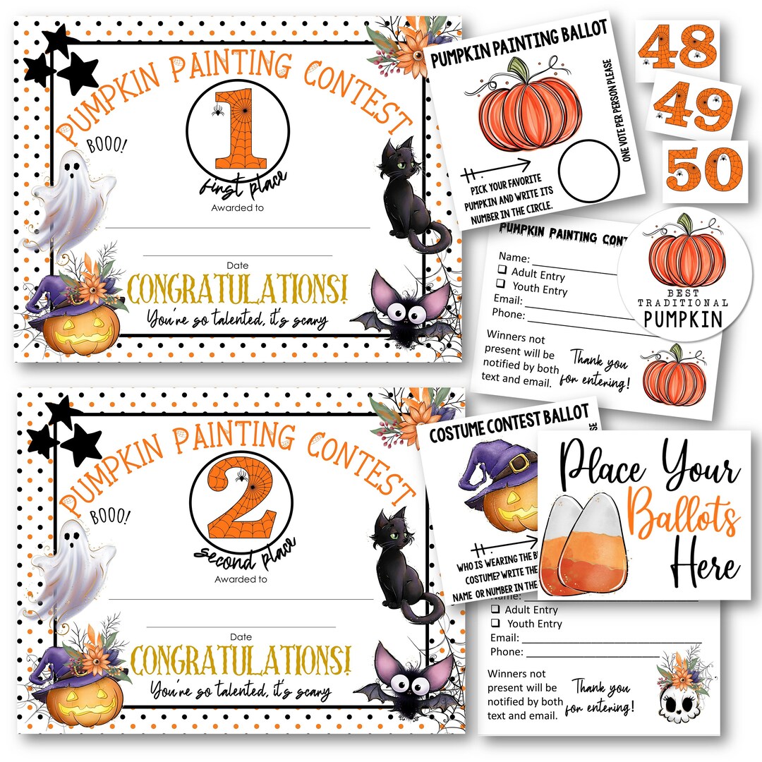 Pumpkin Painting Contest Kit + Costume Contest Kit. Halloween Party Kit ...