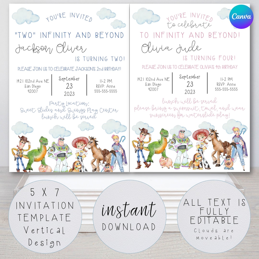 Infinity and Beyond Invitation Template, Blue Clouds. FULLY EDITABLE ...
