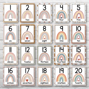 BOHO Vibrant Number Posters | Classroom Number Posters | Numbers 1-20 ...