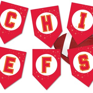 Printable Chiefs Banner, Super Bowl Printable Decorations, Football ...
