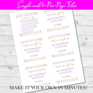 Editable, Printable Confetti Tag Template. Fully Editable Text: PDF 3 X ...