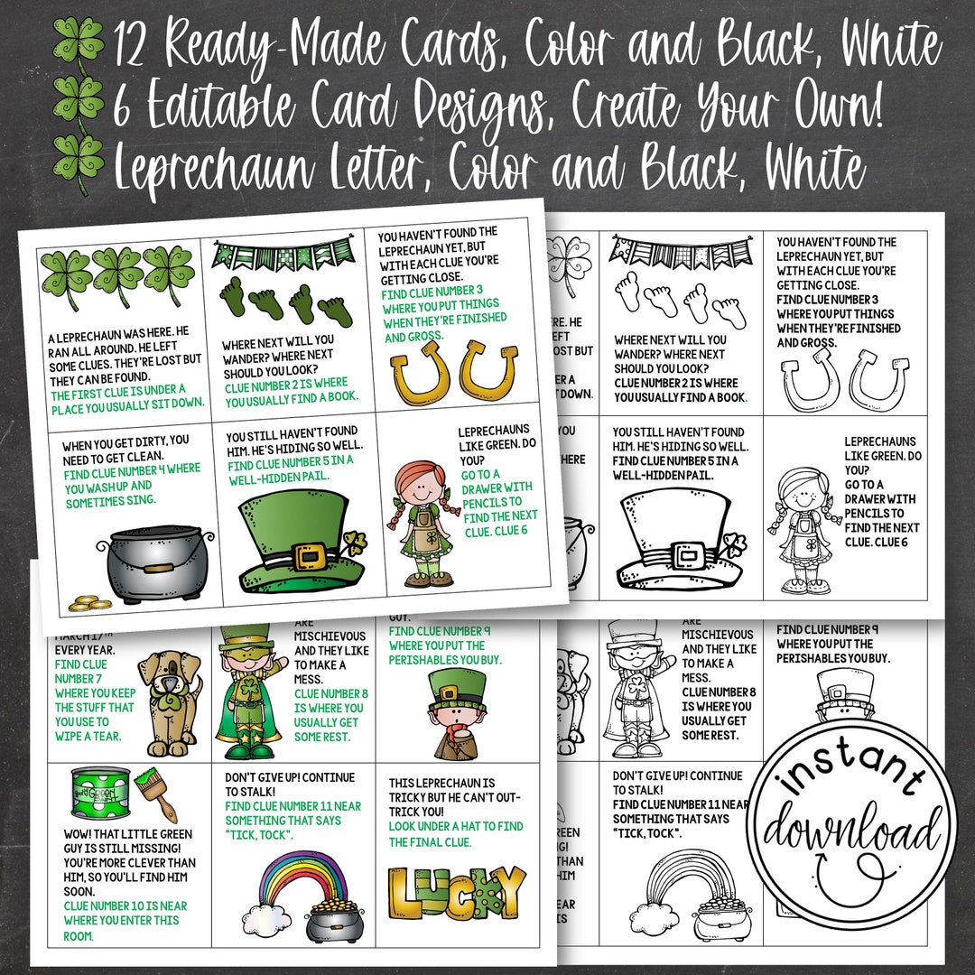Leprechaun Treasure Hunt, St. Patrick's Day Treasure Hunt, Leprechaun ...
