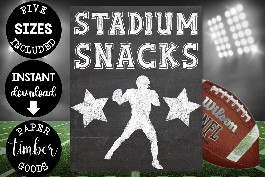Chalk Football Party Sign | Printable | STADIUM SNACKS| Digital ...