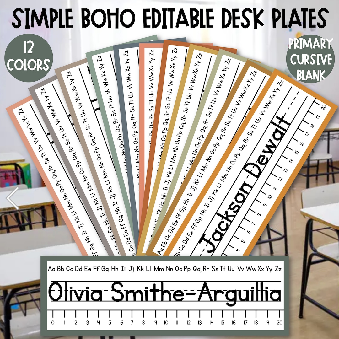 Student Desk Plates and Supply Labels | Modern BOHO | 12 Colors ...