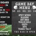 EDITABLE Chalk Game Day Menu Sign | Printable | MENU BOARD| Digital ...