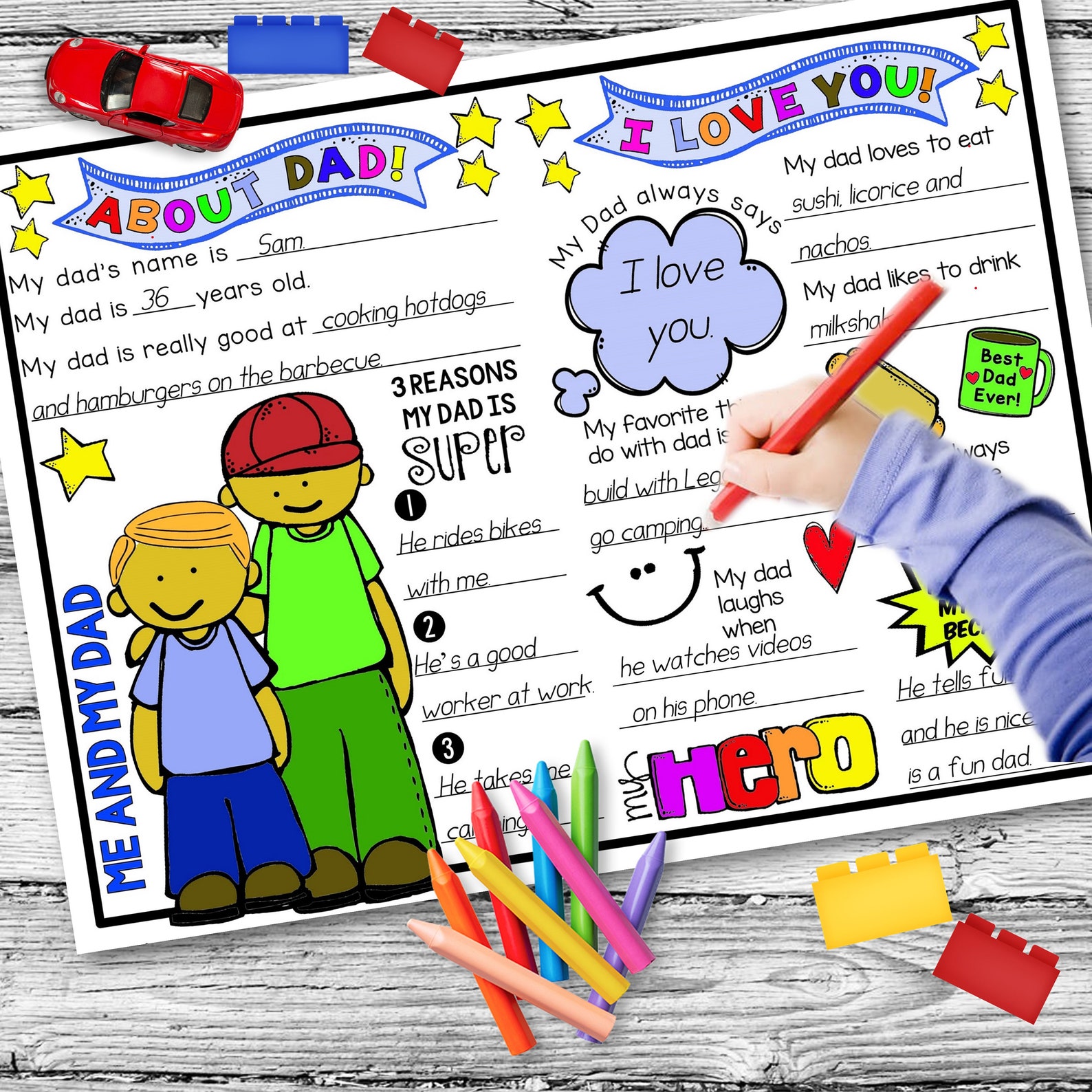 PRINTABLE Father's Day Card | Fill in the Blanks | All About Dad | Kids ...