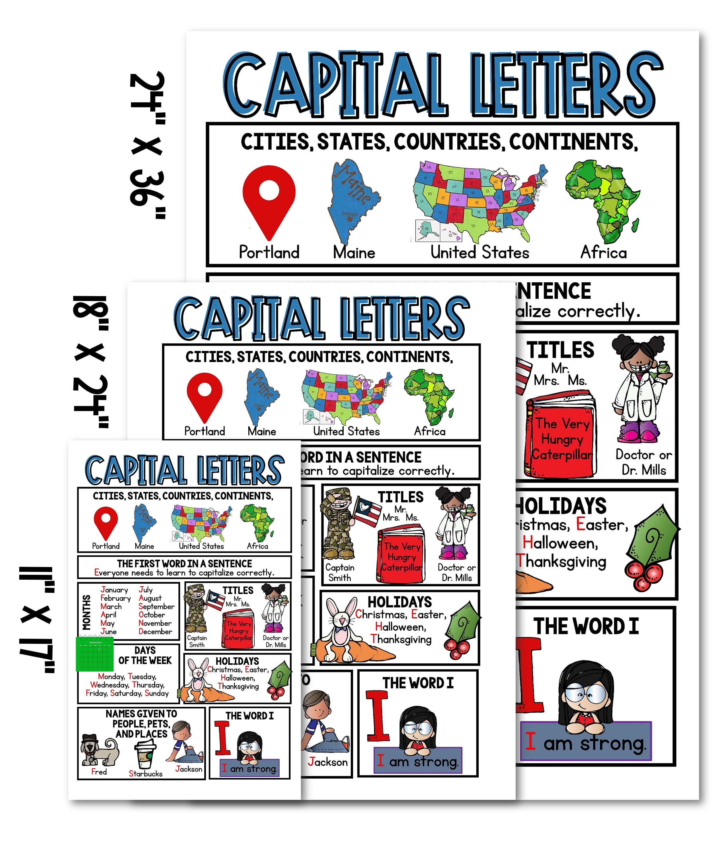 PRINTABLE Anchor Charts! 3 Sizes Included. Capitalization Anchor Chart ...