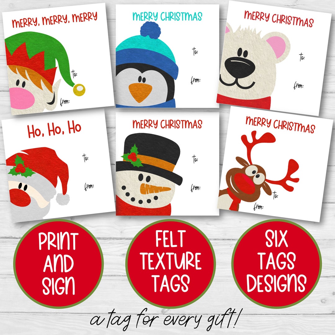 PRINTABLE Felt Textured Christmas Gift Tags. Holiday Gift Tags! 6 Cute ...