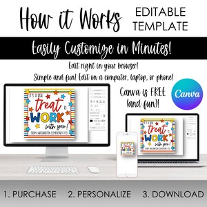 Coworker Gift Tag It's a Real Treat to Work With You. Colorful Tag for ...