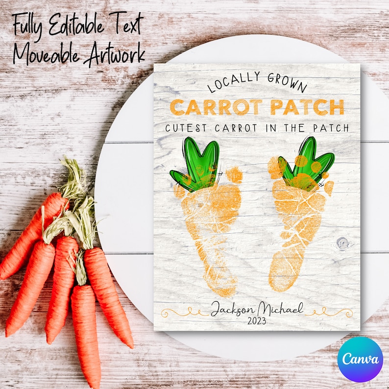 Farm Sign Carrot Patch Footprint Craft Easter Footprint - Etsy
