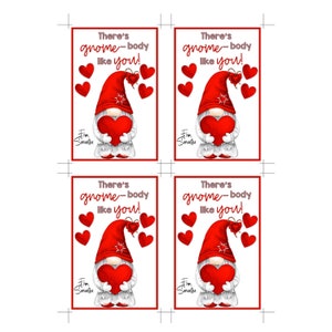 EDITABLE Cute Gnome Valentine, Printable Valentine Cards, School ...