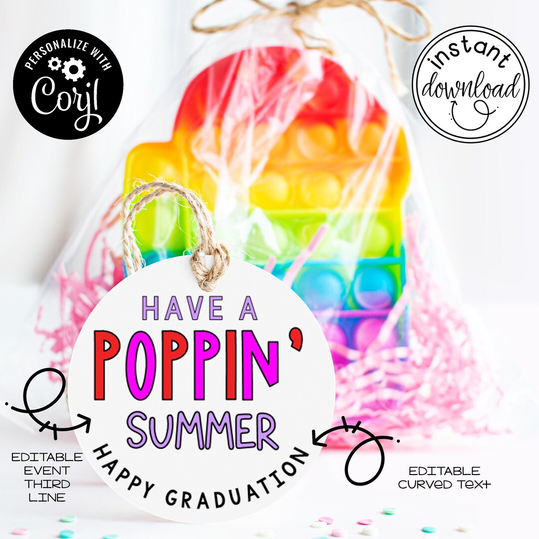 EDITABLE Poppin Last Day of School Tag | Year End Pop Fidget Toy Tag ...