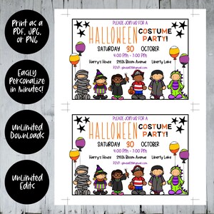 EDITABLE Halloween Costume Party Invitation. Kid Costume Party ...