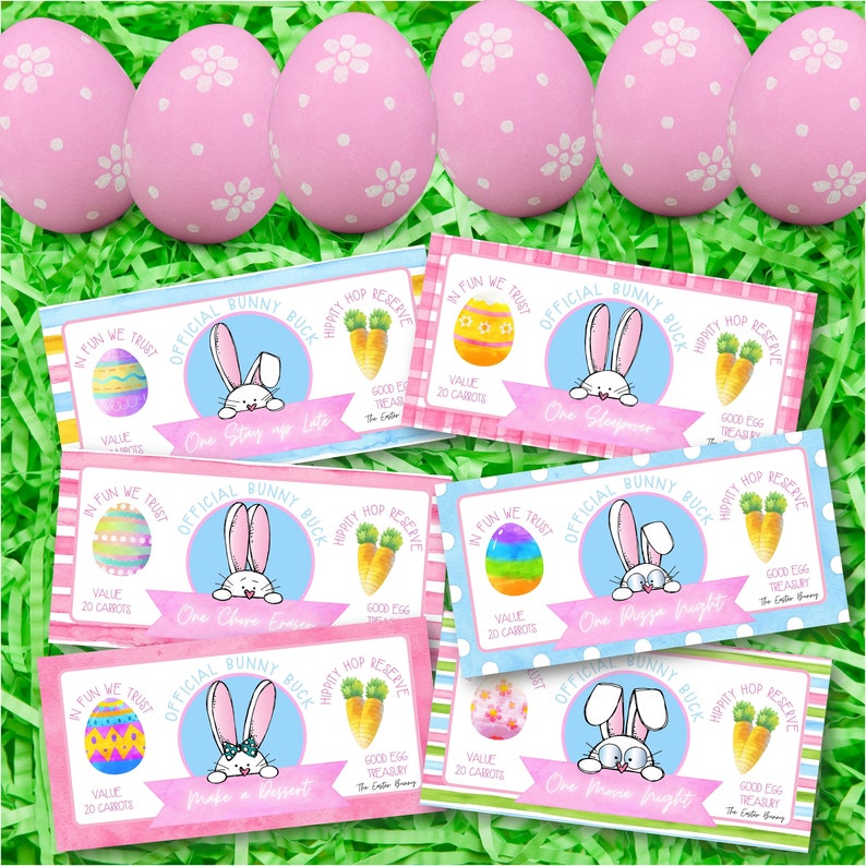 Easter Bunny Bucks Printable Premade and Customizable Sets - Etsy