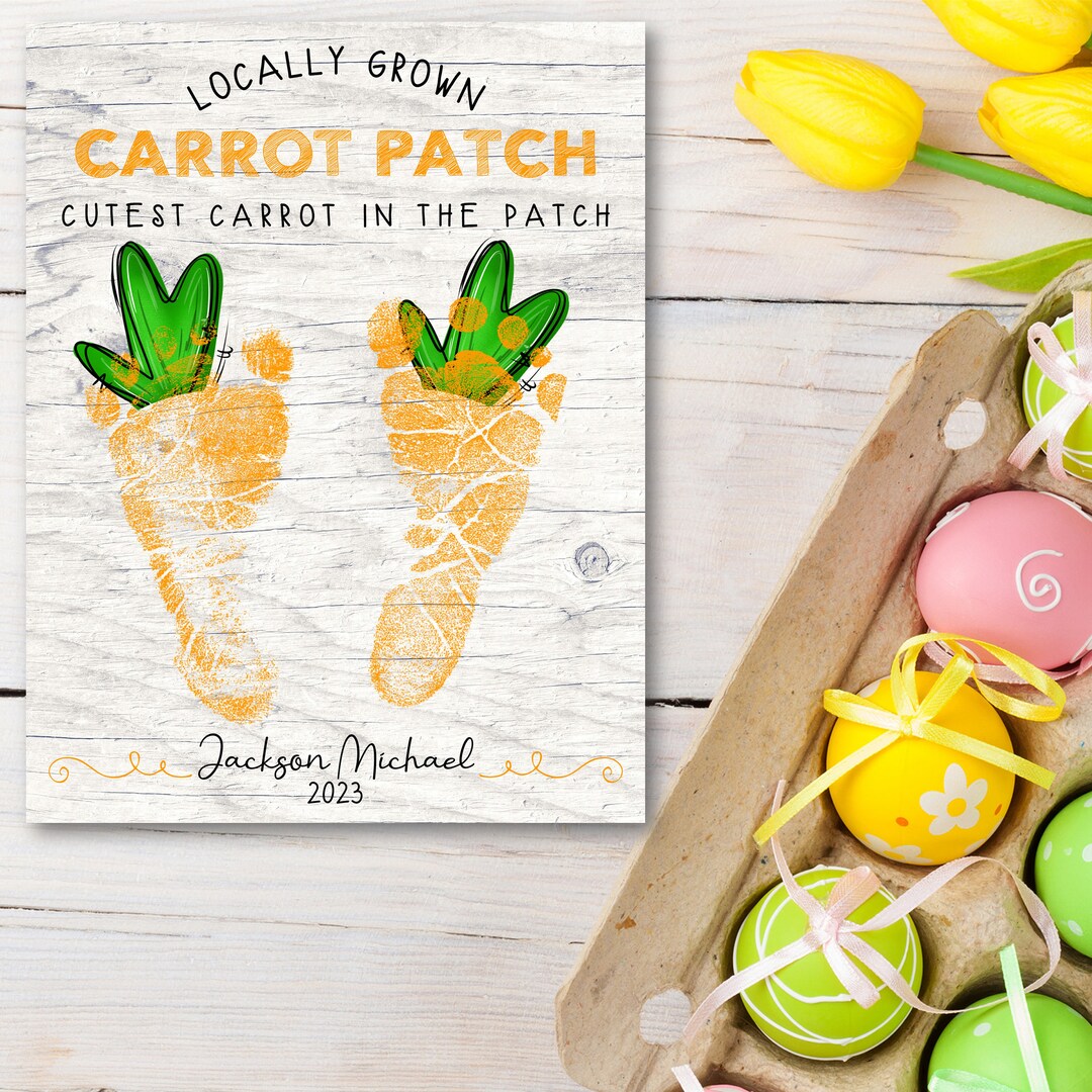 Farm Sign | Carrot Patch Footprint Craft | Easter Footprint Art for ...