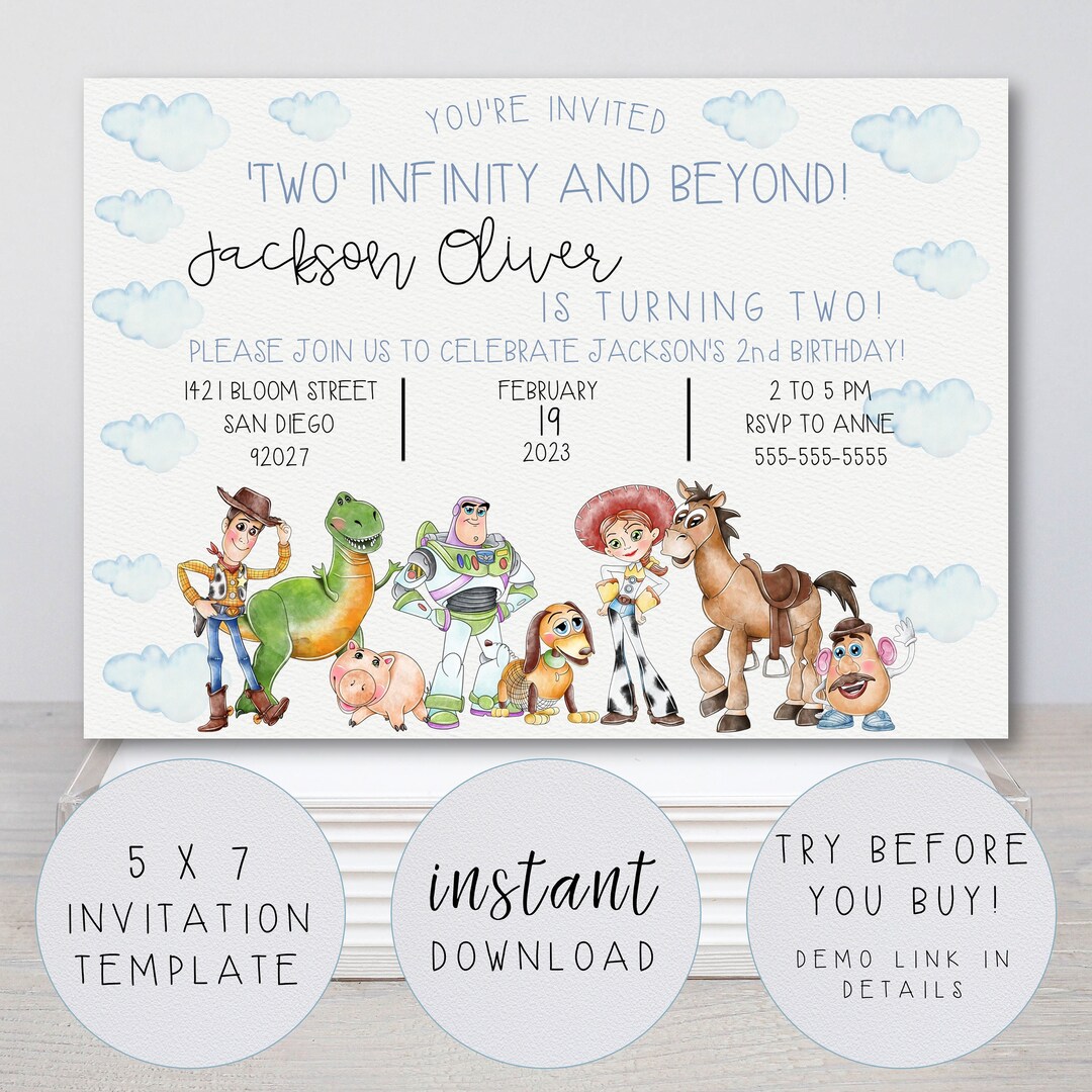 Infinity and Beyond Invitation Template, Cloud Design. FULLY EDITABLE ...