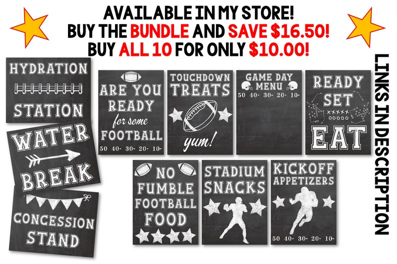 Chalk Football Party Sign | Printable | KICKOFF APPETIZERS| Digital ...