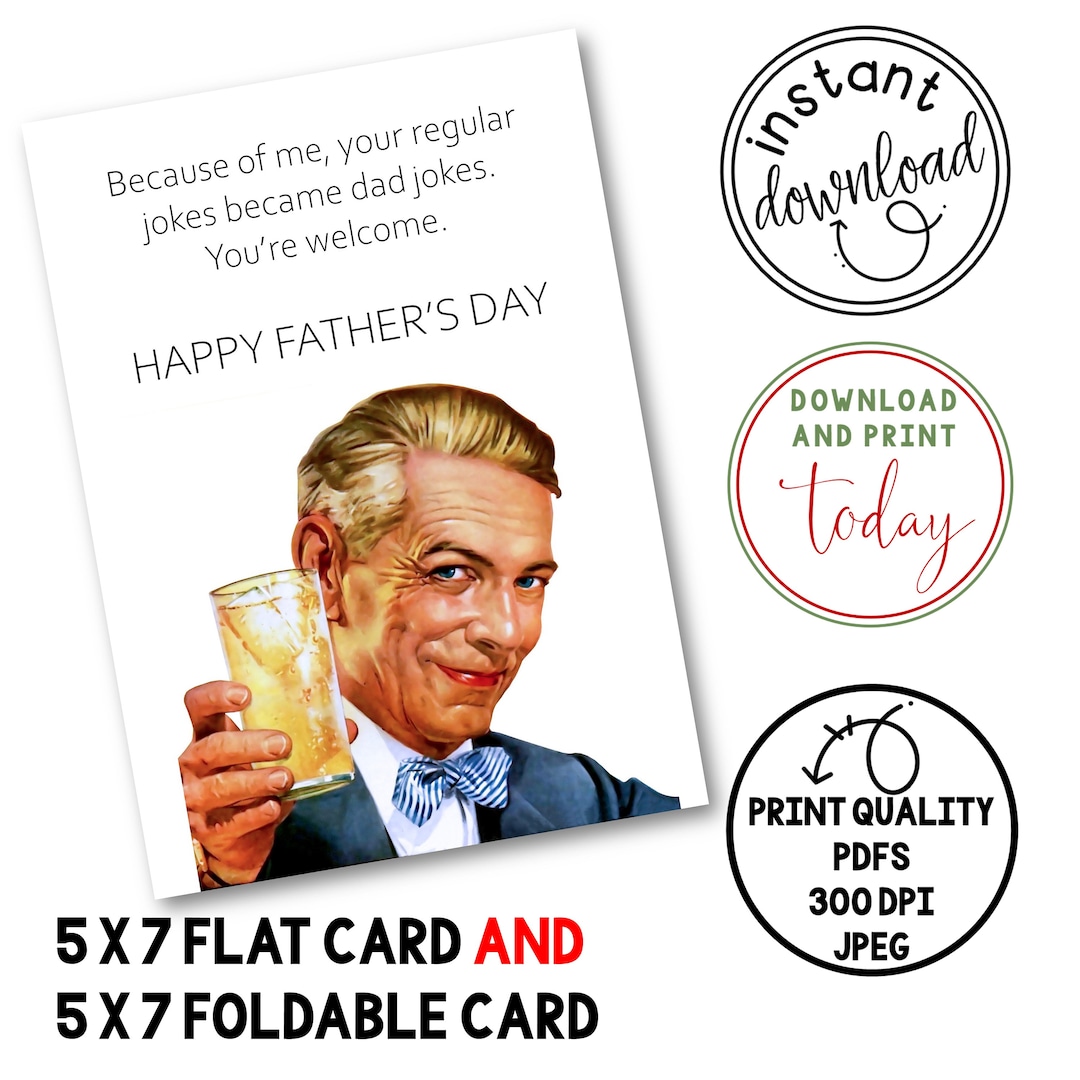 PRINTABLE Father's Day Card | Dad Jokes Father's Day Card | Funny ...