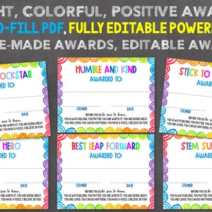 Positive Editable Classroom Awards | Student Awards | Printable Class ...