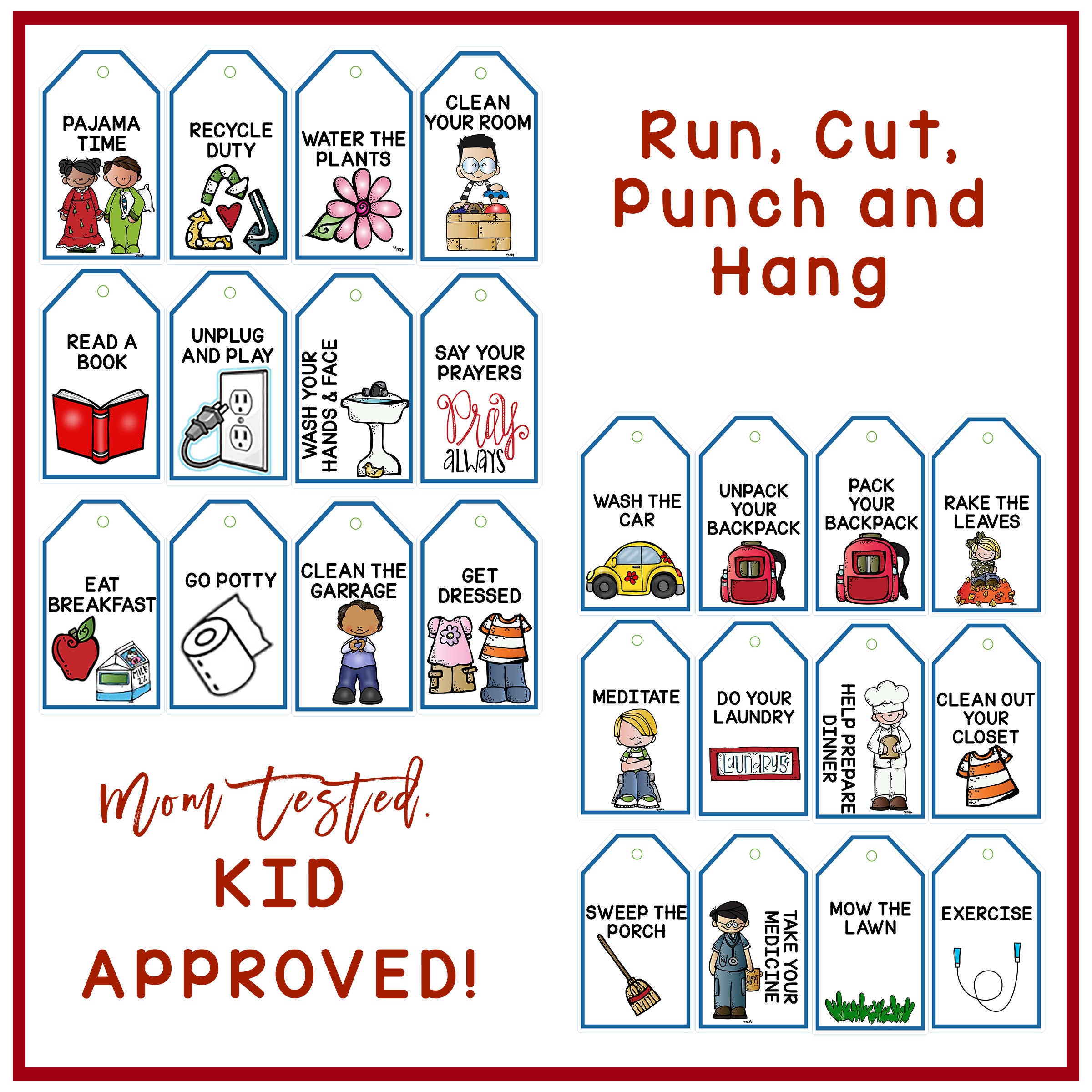 108 Chore Chart Tags EDITBLE Tags Too. Jobs & Behavior Tags. - Etsy