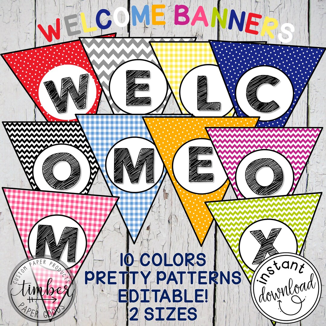 EDITABLE Welcome Banners. Premade AND Editable Banners. 10 Colors ...