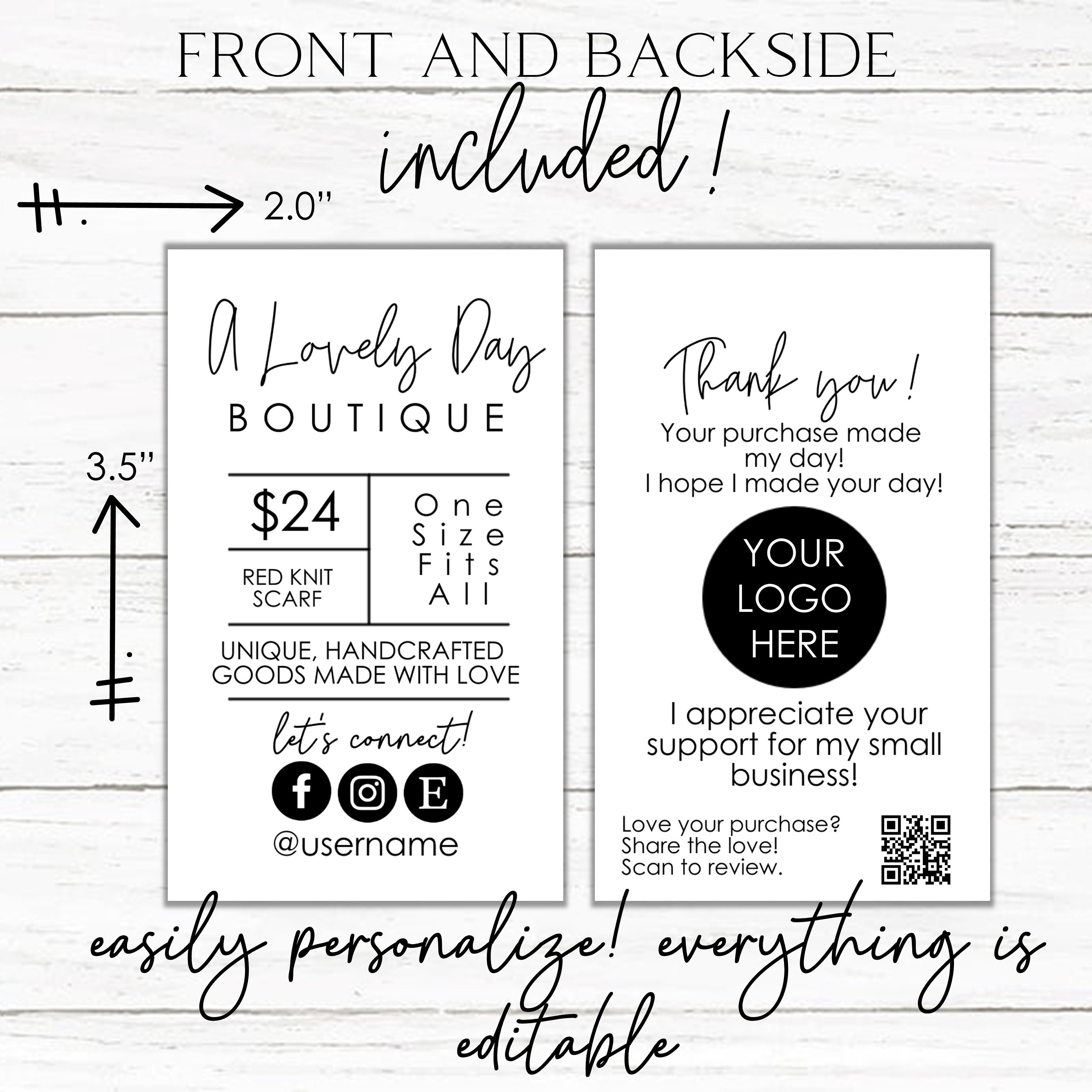 Editable Price Tag Template Custom Clothing Hang Tag - Etsy Canada