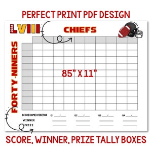 The Big Game Grid Game Super Bowl Party Super Bowl 58 Squares Game ...