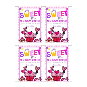 EDITABLE Sweet Treat Valentine, Printable, School Valentine Cards ...