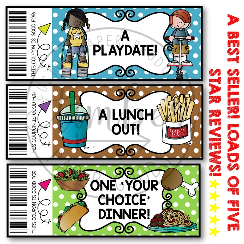 EDITABLE Reward/gift Coupons. Reward Coupons for Kids. Instant - Etsy