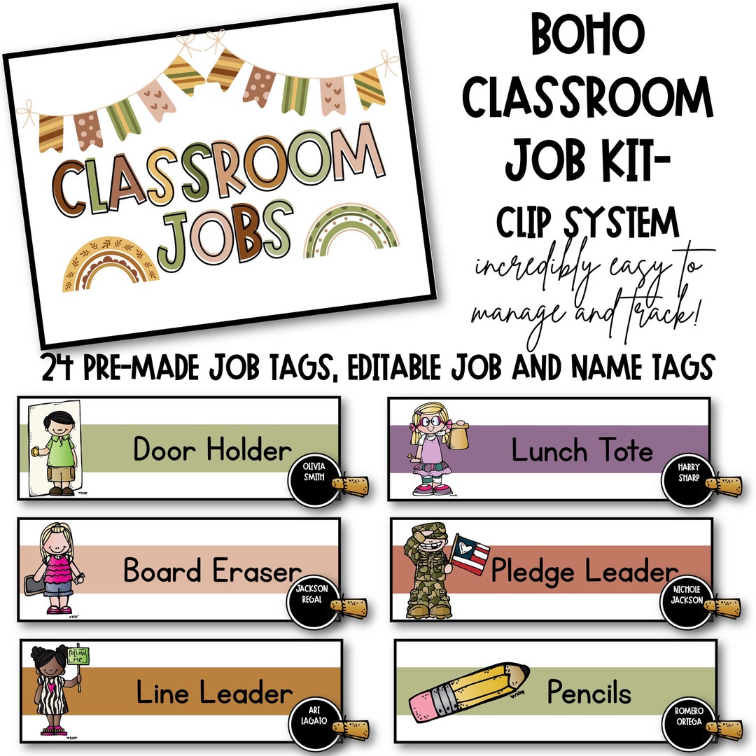 BOHO Classroom Jobs System Kit | EASY to Use, Manage, Track | EDITABLE ...
