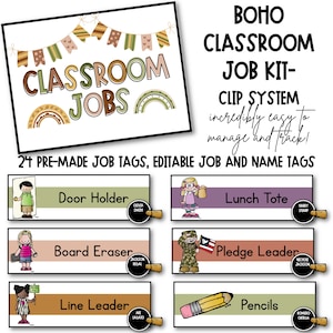 BOHO Classroom Jobs System Kit | EASY to Use, Manage, Track | EDITABLE ...
