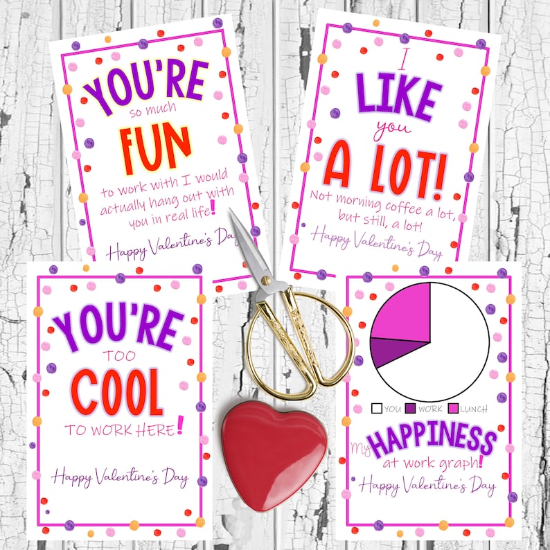 INSTANT DOWLOAD Printable Coworker Valentines 25-2X3 Cards. - Etsy