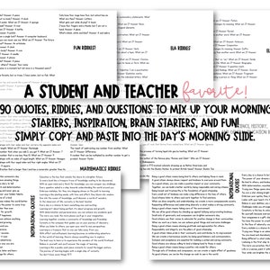 Morning Slides Templates With 190 Quotes, Questions, and Riddles for ...