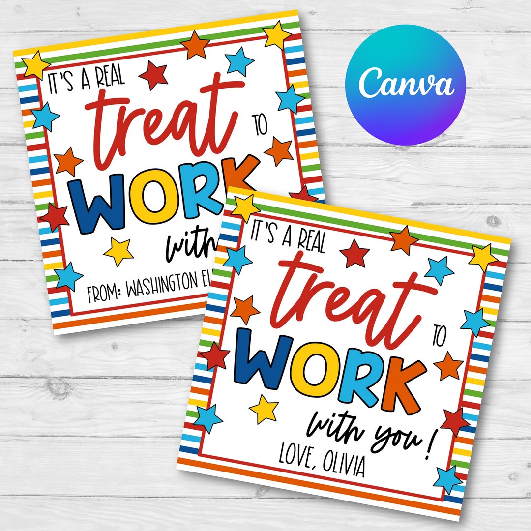 Coworker Gift Tag It's a Real Treat to Work With You. Colorful Tag for ...