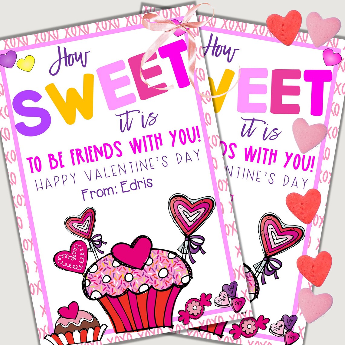 EDITABLE Sweet Treat Valentine Printable Valentine Cards | Etsy